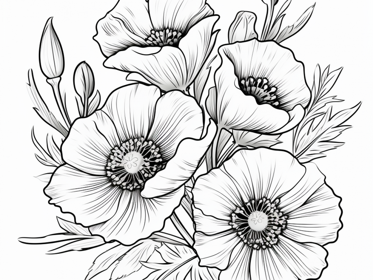 Poppy Flower Coloring Pages (Free PDF Printables)