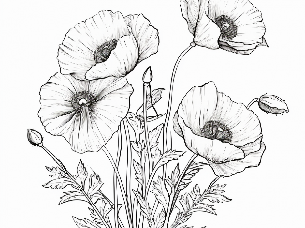 Poppy Flower Coloring Pages (Free PDF Printables)