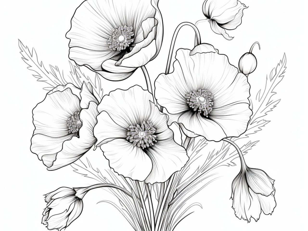Poppy Flower Coloring Page (Free PDF Printables) - Funcolouring