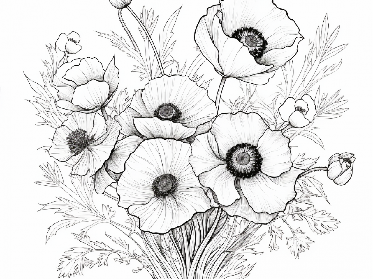 Poppy Flower Coloring Page (Free PDF Printables) - Funcolouring