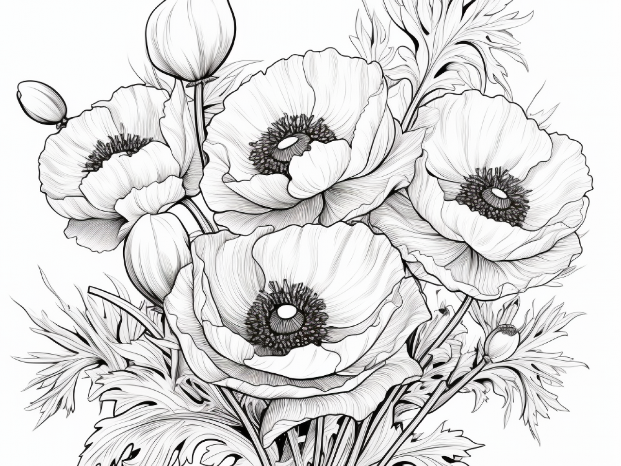 Poppy Flower Coloring Pages (Free PDF Printables)