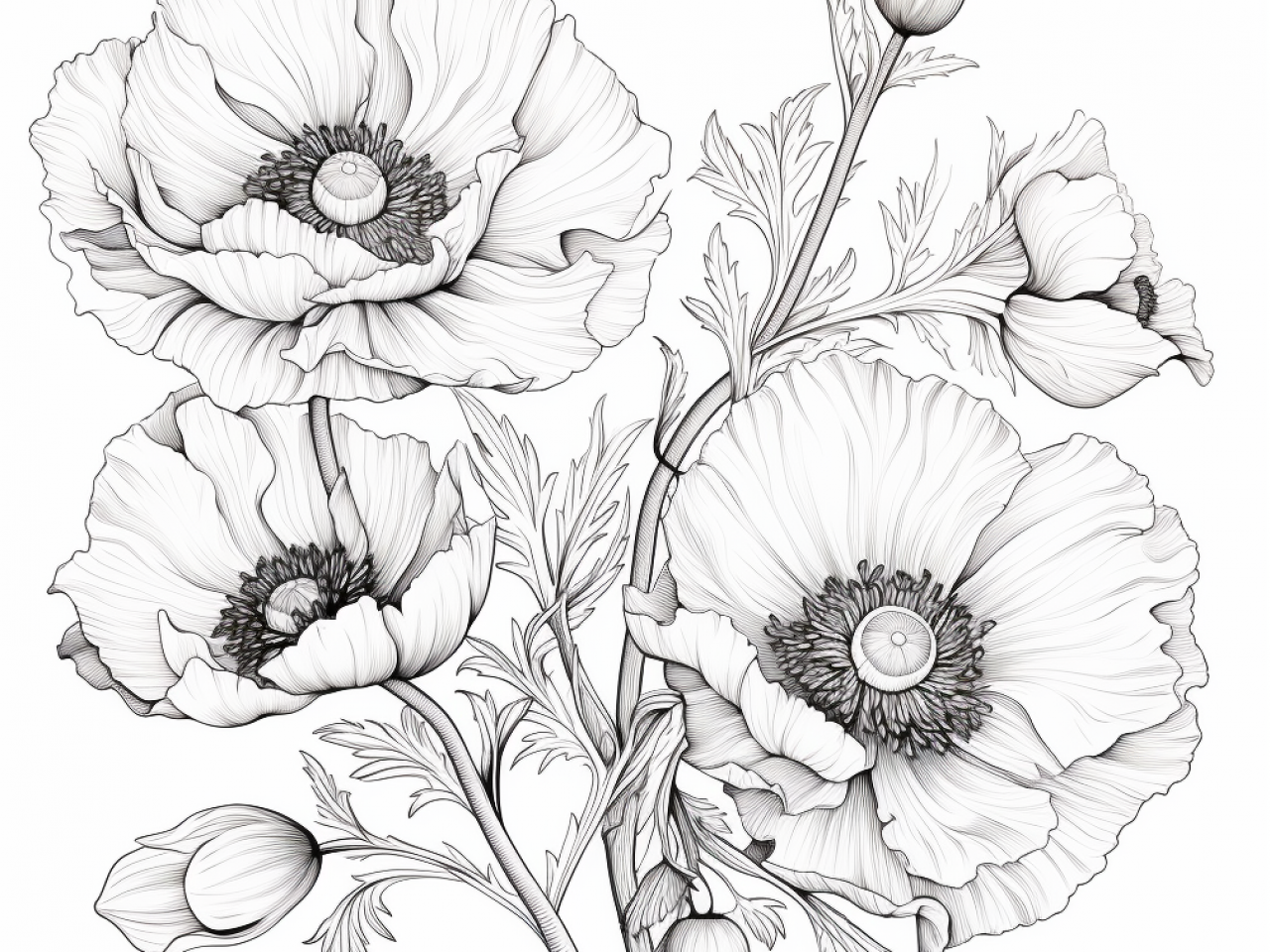 Poppy Flower Coloring Pages (Free PDF Printables)