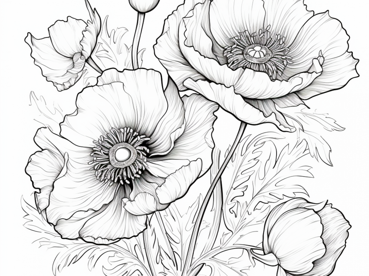 Poppy Flower Coloring Pages (Free PDF Printables)