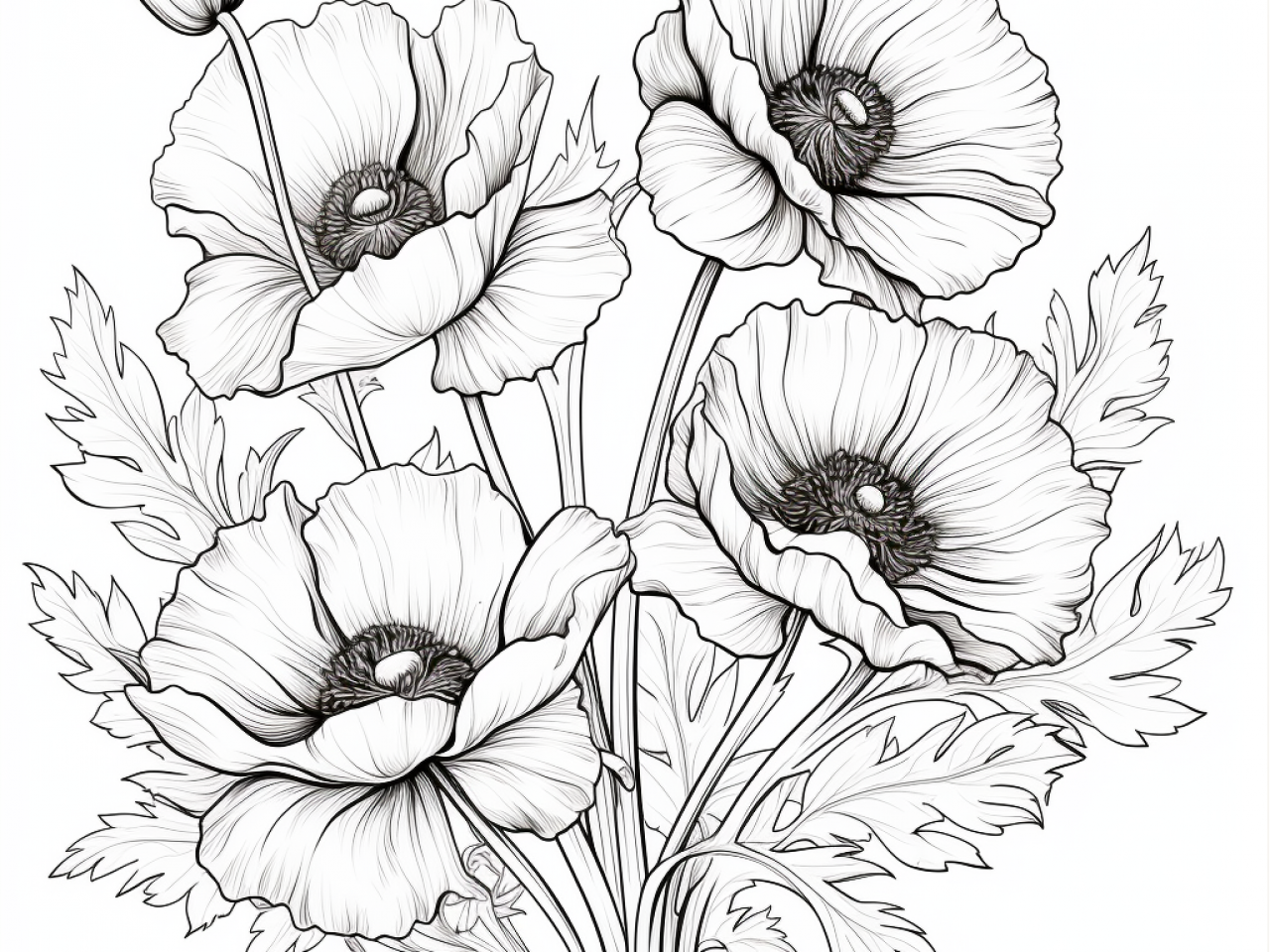 Poppy Flower Coloring Page (Free PDF Printables) - Funcolouring