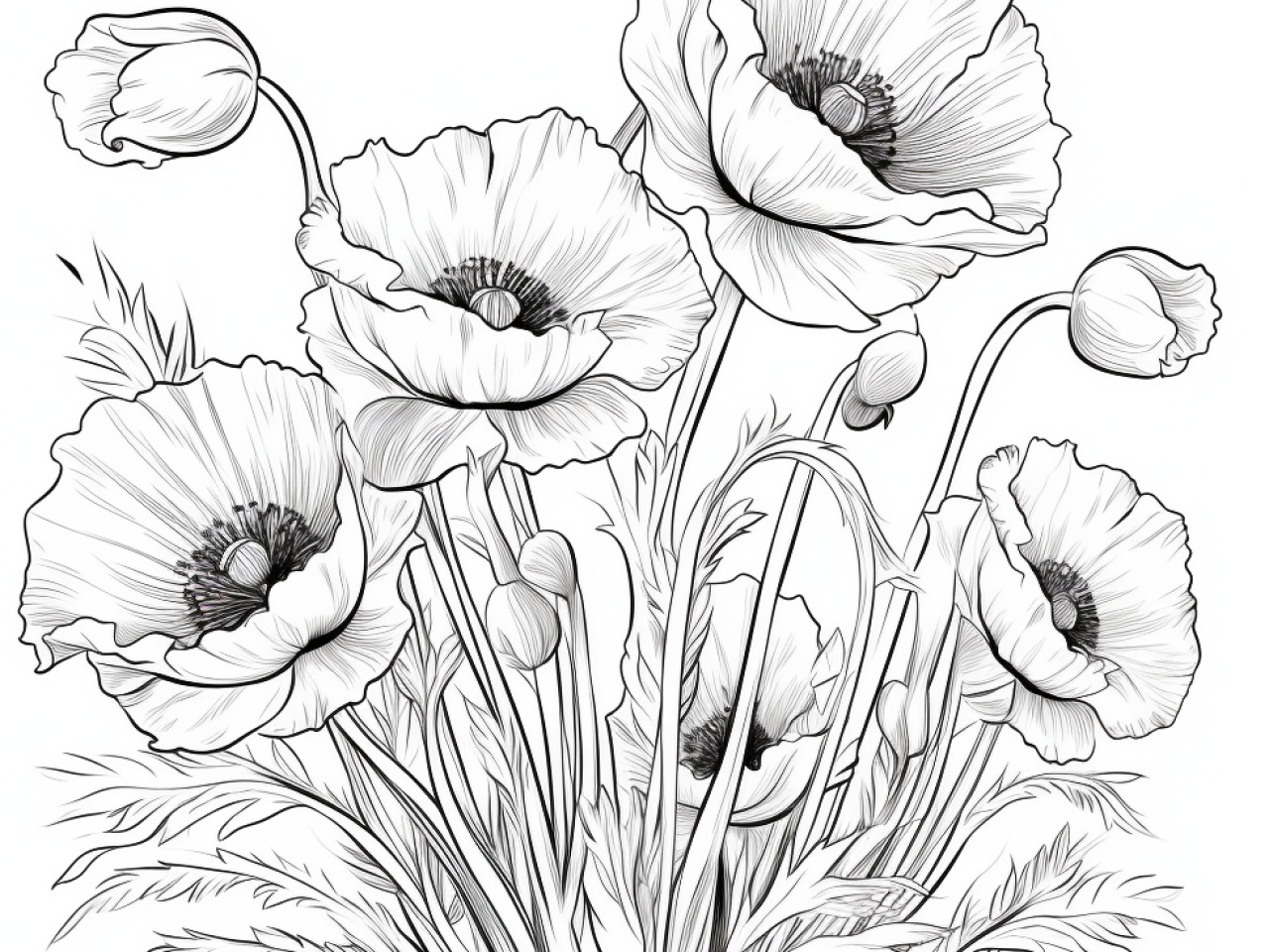Poppy Flower Coloring Pages (Free PDF Printables)