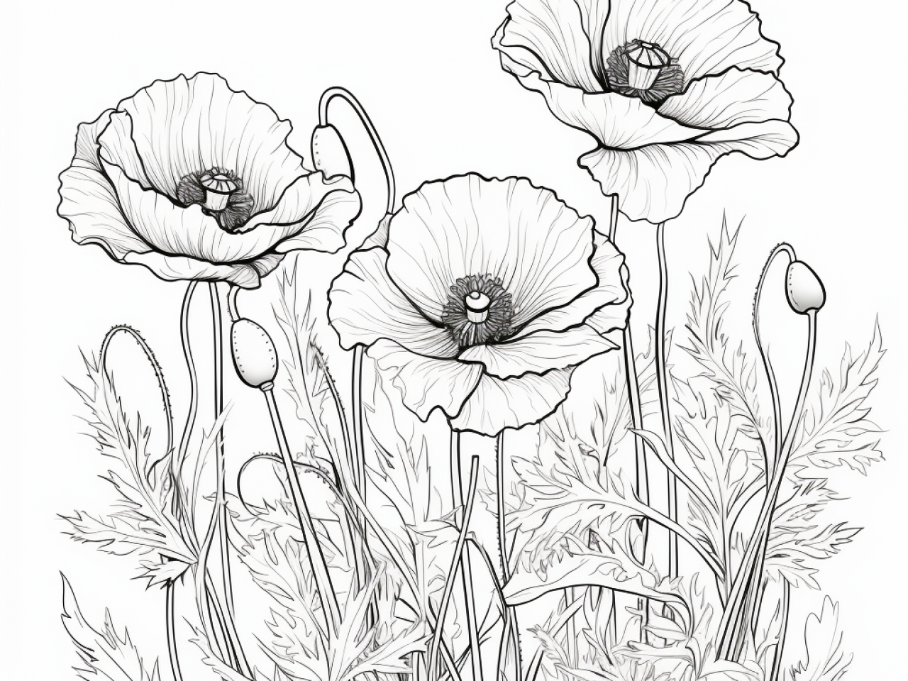 Poppy Flower Coloring Page (Free PDF Printables) - Funcolouring