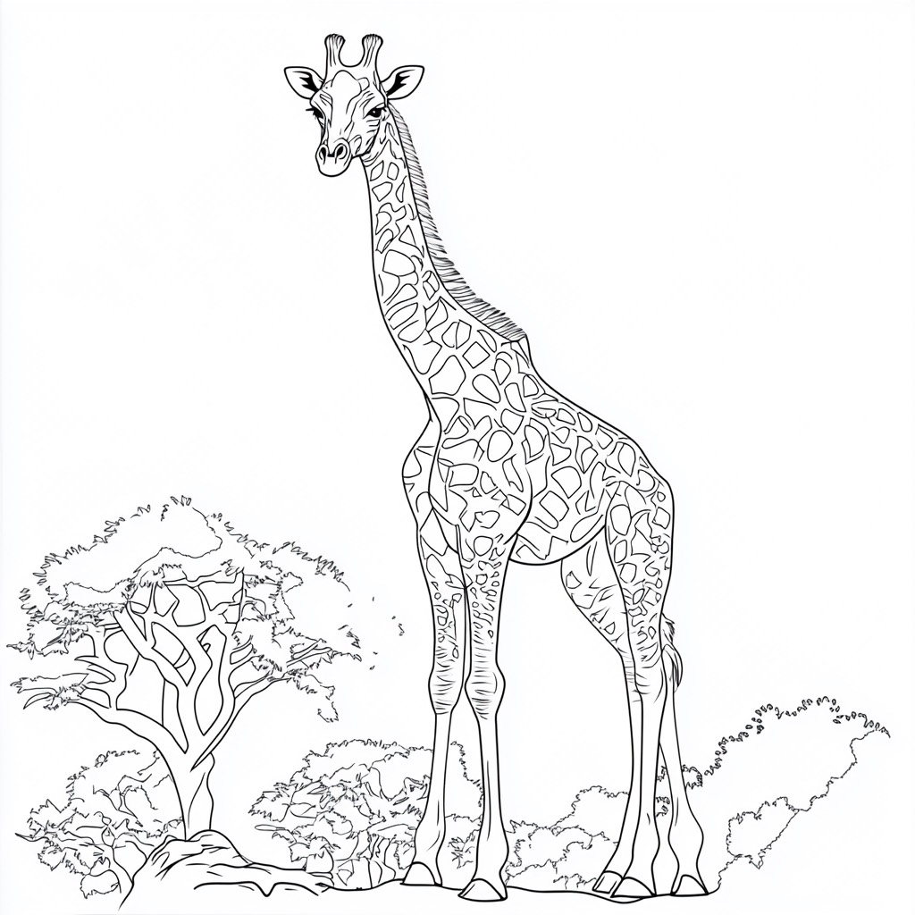 Giraffe Coloring Pages (Free PDF Printables) - Funcolouring