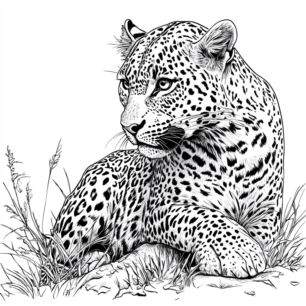 Leopard Coloring Page (Free PDF Printables) - Funcolouring