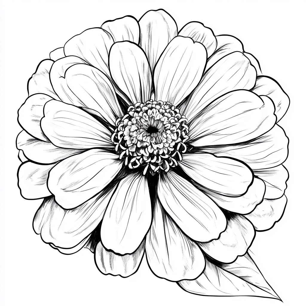 Zinnia Flower Coloring Pages (Free PDF Printables) - Funcolouring