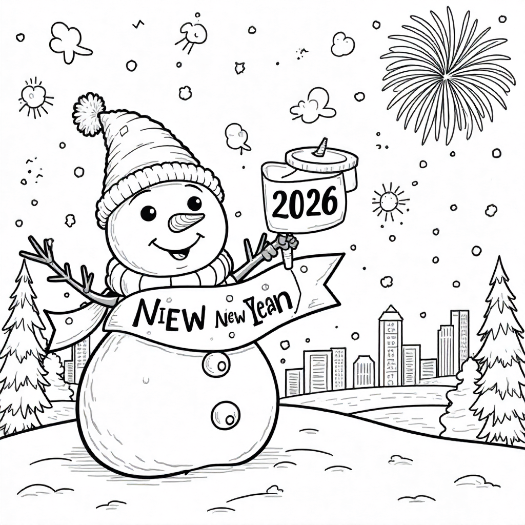 Happy New Year Coloring Pages (Free PDF Printables) - Funcolouring