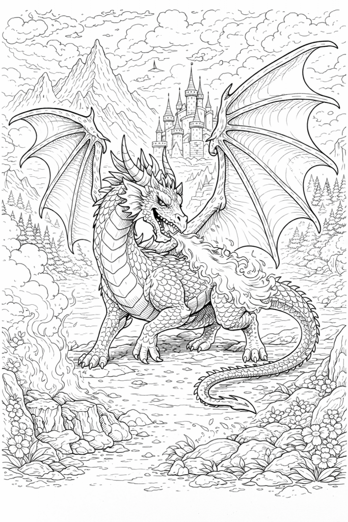 Dragons Coloring Pages (Free PDF Printables) - Funcolouring